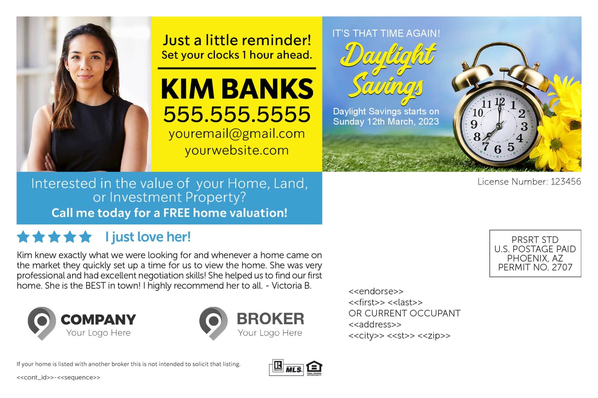 Daylight Savings Postcard Templates